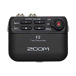 Zoom F2 Lavalier Body-Pack Compact Recorder, 32-Bit Float Recording, No Clipping, Audio for Video, Records to SD, and Battery Powered with Included Lavalier Microphone
