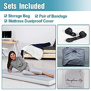 KIAYACI Floor Mattress Japanese Floor Mattress Tatami Floor Mat Quilted Bed Mattress Topper College Dorm Roll Up Mattress Sleeping Pad Breathable Floor Lounger Full Size