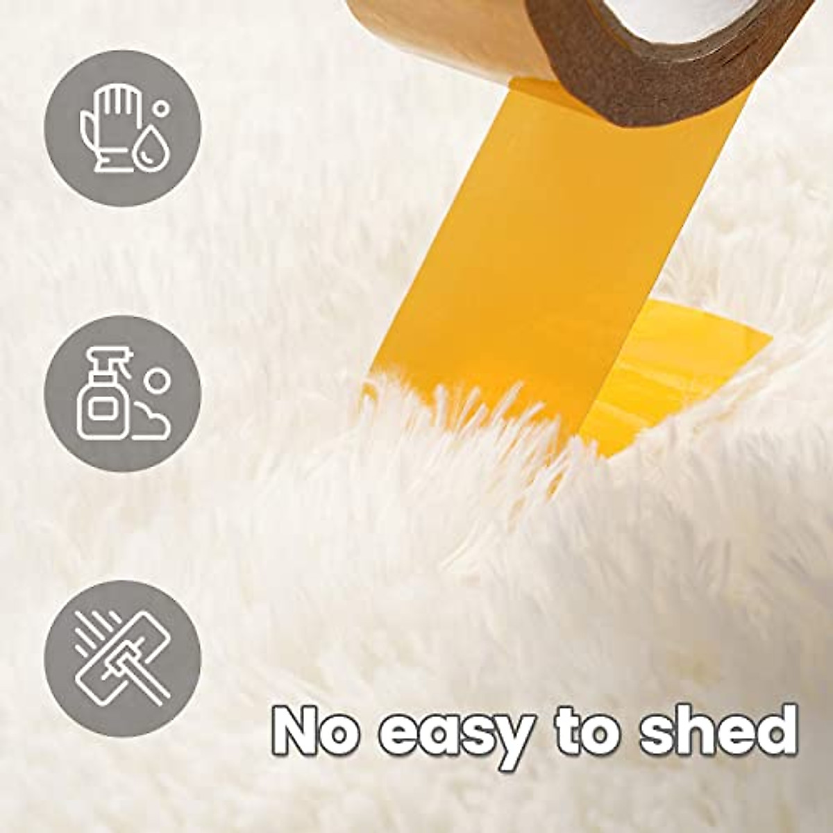 Goideal Soft Round Shaggy Rug, 4 x 4 Feet Cream Fluffy Circle Rug for Boys Girls, Fuzzy Cute Bedroom Rug, Circle Plush Floor Carpet for Nursery Room Decor