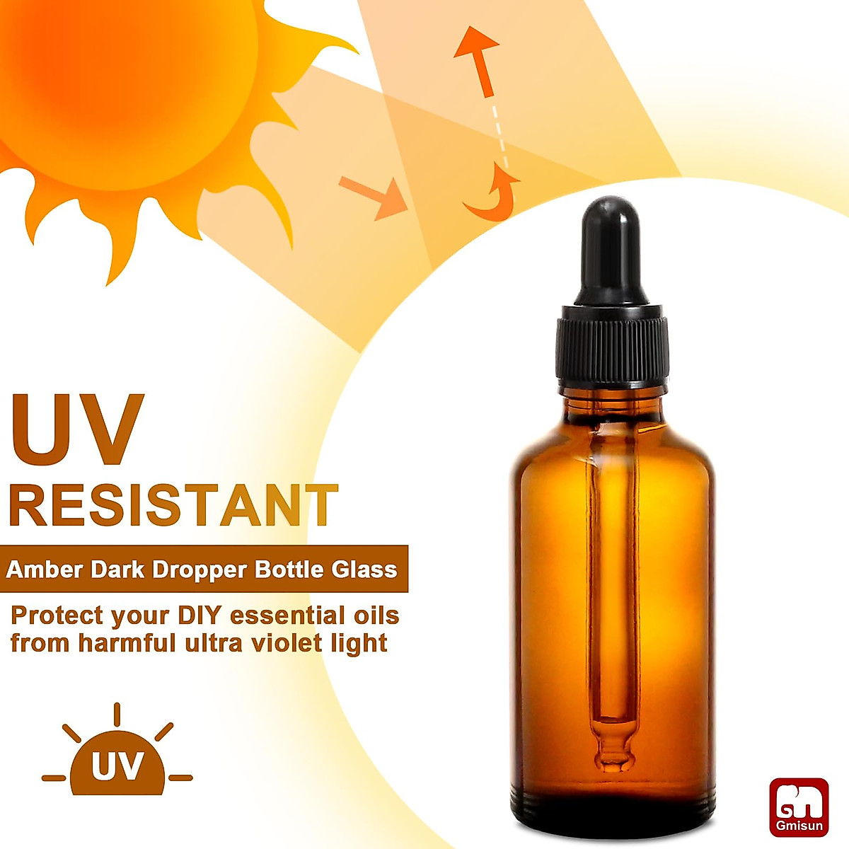 GMISUN Tincture Bottles With Dropper, 25 Pack 2 Oz Amber Glass Dropper Bottle with Eye Dropper, 60ml Empty Oil Dropper Bottle For Essential Oils, Tinctures, Medicine - with Heat Shrink Wrap