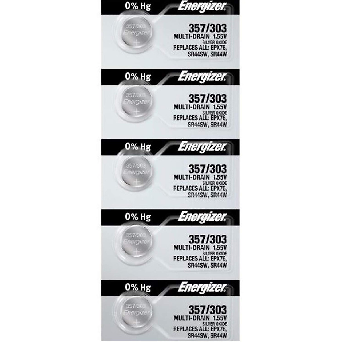 10 Energizer 357/303 Multi-Drain Zero Mercury Batteries