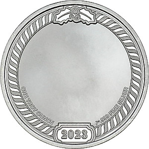 2023 - Merry Christmas Santa Down the Chimney 1oz Silver Medallion in Ornament Holder Collection Seller Uncirculated