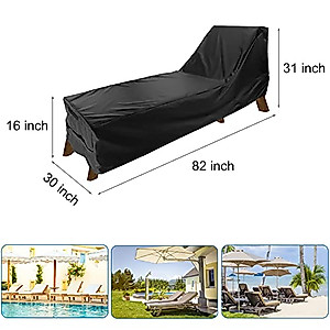 Patio Chaise Lounge Cover, Waterproof Sunlounger Cover, 420D Upgraded Heavy Duty Outdoor Lounge Chair Cover, Anti-UV and Dustproof Lawn Furniture Cover, 2 Pack Durable Oxford Cloth and Large 82 Inch
