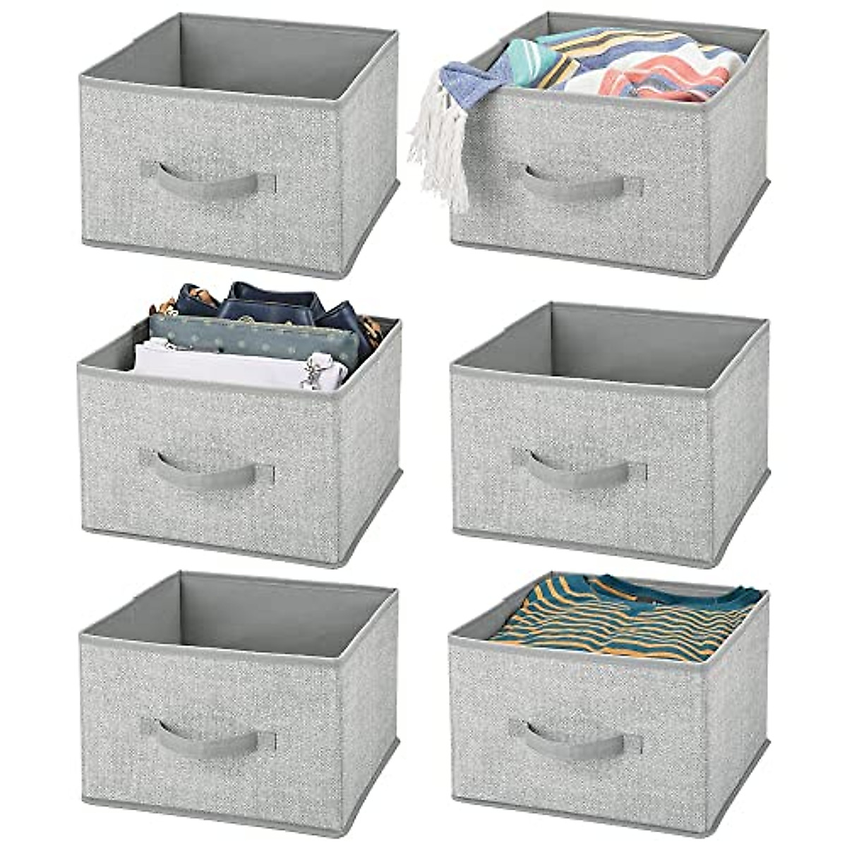 mDesign Fabric Bin for Cube Organizer - Foldable Cloth Storage Cube - Collapsible Closet Storage Organizer - Folding Storage Bin for Clothes and More - Lido Collection - 6 Pack - Gray
