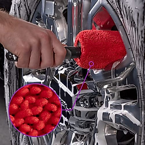 VIKING Wheel Brush or Rim Brush for Car, Metal Free, Red, 2.5 Inch x 14.3 Inch