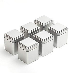 tea tins Canister with Airtight Single Lids for Loose Tea - Small Kitchen Canisters for Tea Coffee Sugar Storage, Loose Leaf Tea Tin Containers - Tea Canister - 6 pc