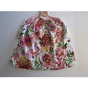 Pink & Gold Sunflowers Crochet Top Double Layer Fall Hanging Towel - Blush Cotton Crochet Top