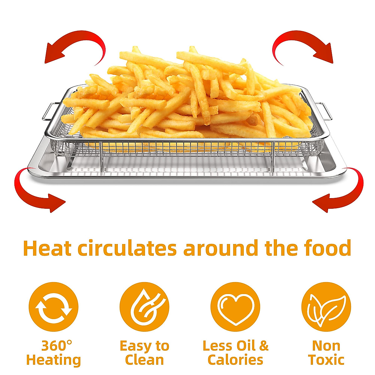 Air Fryer Basket,YEPATER 15.6" x 11.6" Large Oven Air Fryer Basket and Tray,Stainless Steel Non-stick Oven Air Fryer Basket with 30 PCS Parchment Paper,Air Fryer Pan and Crisper Tray for Baking