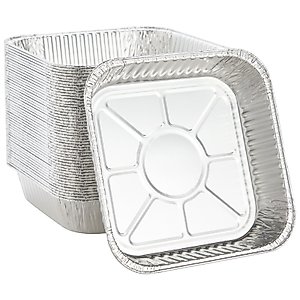 Stockroom Plus 50 Pack 8x8 Disposable Aluminum Foil Pans for Baking, Square Trays for Meal Prep