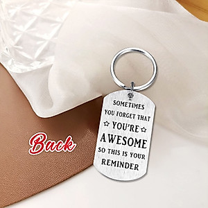 DEGASKEN Inspirational Gifts for Men Motivational Quotes Keychain, Sometimes You Forget You Are Awesome