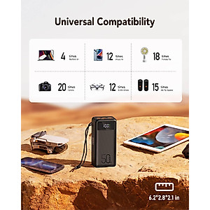 VEEKTOMX 56000mAh 130W Laptop Power Bank with High-Speed Power Delivery Equipped with LED Light 5 Outputs USB-C Portable Charger Compatible with MacBook iPhone iPad Samsung Switch Steam Deck