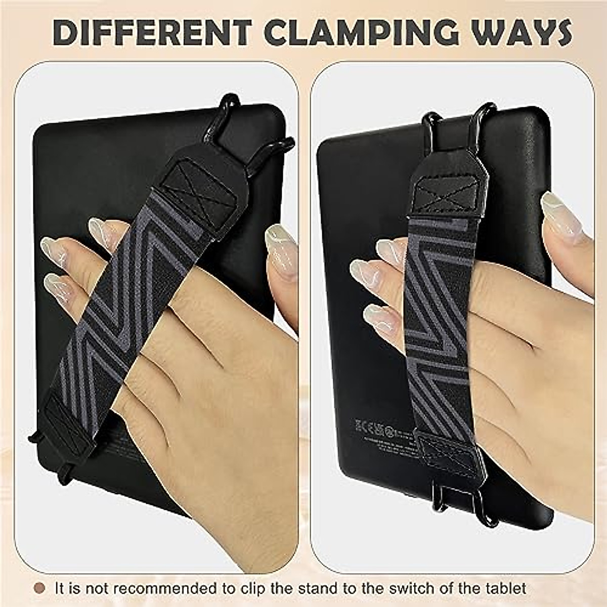 Aiaabq Security Hand Strap, Kindle Hand Strap Lightweight Finger Grip Holder for eReaders -Kindle/Kobo/Voyaga/Lenovo/Sony Kindle E-Book/iPad Tablet (1pc 6-8in Black)