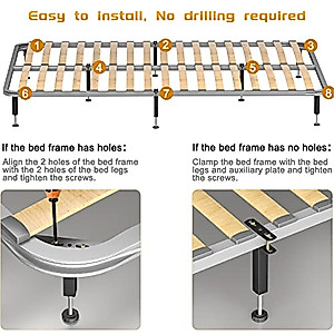 Wlrrcwdttc Adjustable Height Bed Frame Center Support Legs 7.28-10 inch, Metal Bed Legs for Steel Bed Frame/Wooden Bed Center Slat/Furniture, Heavy Duty Bed Legs Replacement -Black Bed Legs Set of 4