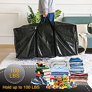 Fixwal XXL Moving Bags Jumbo Extra Large Heavy Duty Storage Bags Moving Totes Alternative to Moving Boxes, Stronger Straps Strong Handles & Zippers, Storage Totes for Clothes, Comforters (Black-3 Set)