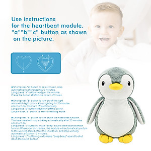 DEARBABY Baby Sleep Soother,Baby Registry Search Baby Soother Cry Baby Shower Gifts Auto Off Timer,Heartbeat Penguin Help Kids Go to Sleep Faster,Mother's Day Gifts