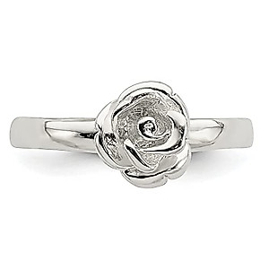 IceCarats 925 Sterling Silver 8mm Rose Flower Ring Size 7