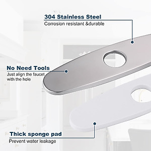 Faucet Plate, ALEASHA Kitchen Sink Cover Stainless Steel Plate for 1 or 3 Hole Bathroom or Kitchen Sink Faucet 10 Inch Escutcheon Hole Covers Polished (Brushed Nickel)