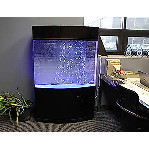 Penn-Plax Water World Luxury Large Bow Front Acrylic Aquarium with Built-in Stand and Storage Top (LM2) – 360° View – Great for Freshwater and Saltwater Fish – 58 Gallons