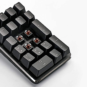 Qisan 2.4G Wireless Mechanical Numeric Keypad Cherry MX Brown Switch Gaming Keypad 21 Keys Mini Numpad Portable Keypad Extended Layout Black Magicforce
