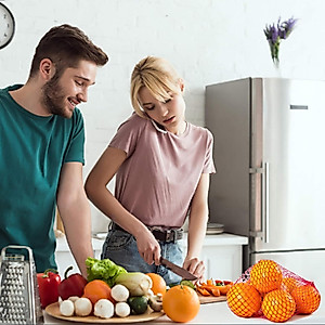 COTELEEC 100Pcs Reusable Mesh Produce Bags, 16 Inch Stretchable Mesh Vegetable Bags for Vegetables Onion Potato Storage Fruits Seafood (100Pcs-red)