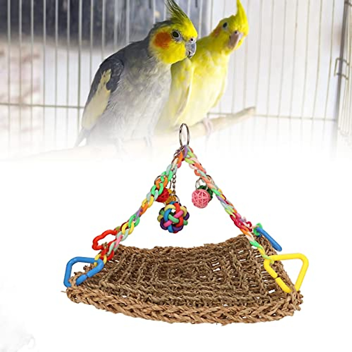 Bird Climbing Net Bird Climbing Net Colourful Bird Chewing Toy Swing Hammock Chewing Hanging Mat for Decoration Playing Colourful Swing Hammock