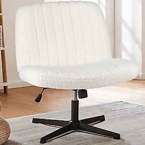 DUMOS Criss Cross Chairs, Armless Office Desk No Wheels Swivel Padded Wide Seat Modern Height Adjustable Mid Back Task Vanity Seating for Home Office Bedroom Computer