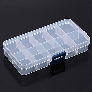 Balsar 10 Grids Plastic Organizer Box Storage Container Jewelry Box with Adjustable Dividers for Beads Art DIY Crafts Jewelry Fishing Tackles,Clear