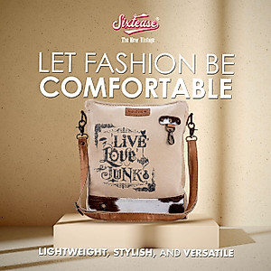 SIXTEASE Womens Shoulder Bag Vintage Style Shoulder Bags for Women - Made with Genuine Leather, Upcycled Canvas, or Hair On - Handmade, Adjustable Strap, Brass and Zinc Hardware - Live Love Junk