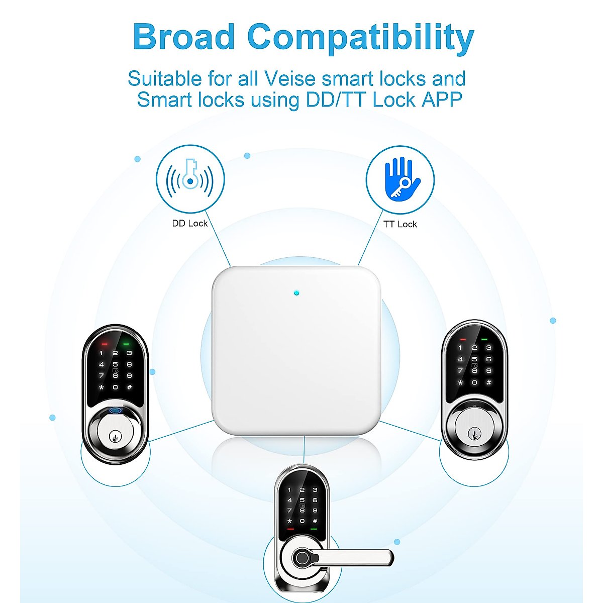 Veise Wifi Smart Lock with 2 Handles, Keyless Entry Door Lock Deadbolt with Handle Set, Smart Locks for Front Door with App Control, Electronic Digital Lock, Auto Lock, Easy Installation, Satin Nickel