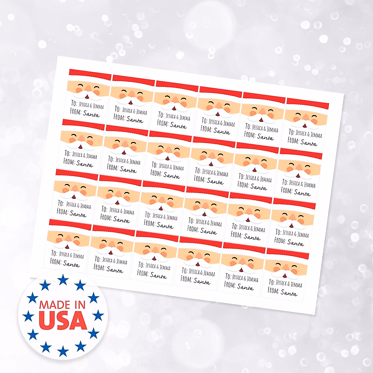 Personalized from Santa Gift Labels / 72 Custom Christmas Sheeted Labels / 1.5" x 1.75" Holiday Gift Tags