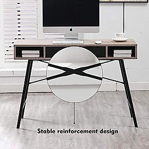 Bonzy Home Office Computer Desk with Drawer Student Writing Study Table 43 inches for Bedroom Dormitory Walnut Black