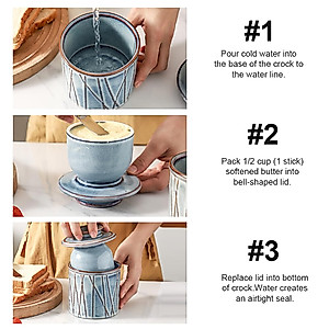 HVH Ceramic Butter Crock, French Butter Dish with Lid for Countertop, Butter Crock with Water, Butter Keeper for Counter, Butter Holder for Soft Butter (Wabi sabi)