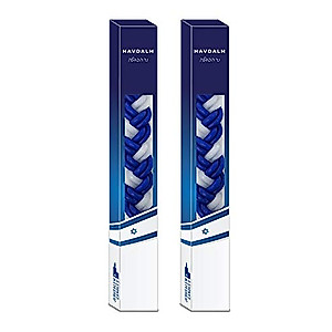 Jerusalem Candles Havdalah Candle - Braided Blue and White - Round Havdallah Candles - 2 Pack