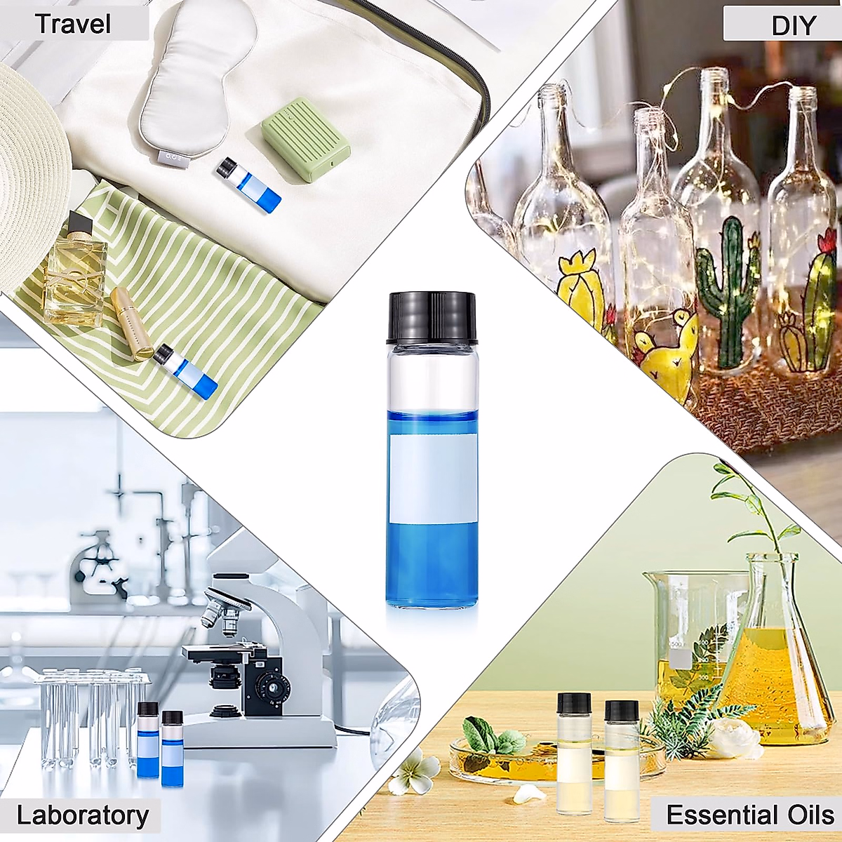 Kesell 15ml Clear Glass Bottle Liquid Sampling Sample Glass Bottles Vials with Writing Patch and Screw Cap, Pack of 8