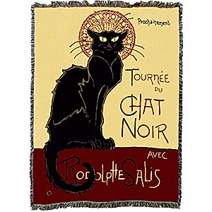 Pure Country Weavers Tournee Chat Noir Vintage Poster Blanket by Theophile Steinlen - Gift for Cat Lovers - Tapestry Throw Woven from Cotton - Made in The USA (72x54)