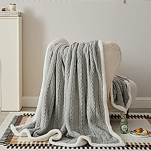 GunziStreet Bed Blanket Throw Solid Pure Cotton Cable Knit Fuzzy Warm Fleece for Couch Chairs Sofa Baby Kids Adult Home Decorative Coverlet All Season (Gary, Throw(51''x63''))