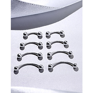 Ocptiy 20G Eyebrow Rook Ring Piercing Jewelry Stainless Surgical Steel Snake Eye Frog Tongue Verticl Lip Labret Ring Curved Barbell Belly Button Navel Daith Earring Piercing Jewelry Women Men Silver