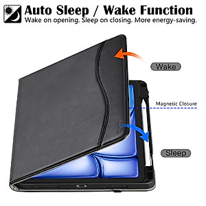 ZtotopCases for IPad Air 11 Inch M2(2024) Case, IPad Air 5th Generation (2022)/ 4th Generation (2020) 10.9 Inch Case with Pencil Holder, Multi-Angle Viewing Leather Folio Cover with Pocket, Black