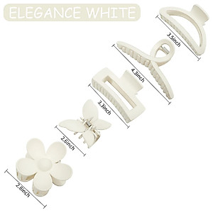 Ahoney 5 Pack White Hair Clips: Cute Daisy Claw Clips for Thick Hair, Aesthetic Banana Hair Clips - Hair Styling Accessories for Women and Girls