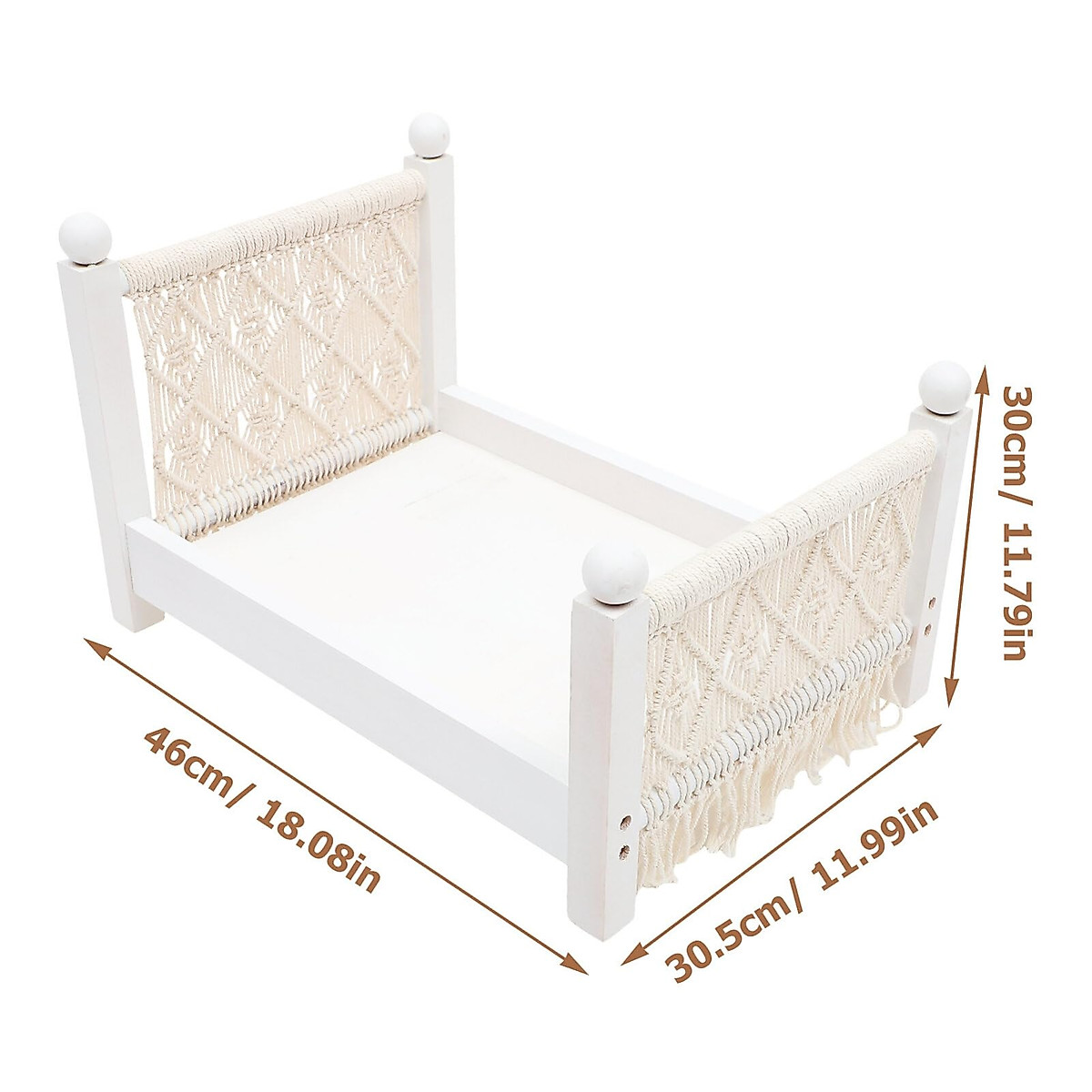 PartyKindom 1pc Newborn Photography Prop Crib Shooting Assisted Wood Hand- Woven Bed for Home/Wall/Kitchen/Room Decor
