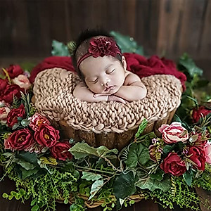 M&G House Newborn Wrap Baby Photography Wool Wrap Baby Photo Props Baskets Filler Rug(Light Tan)