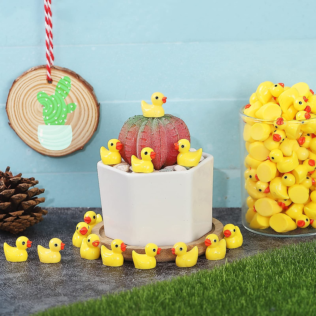 LOUHUA Mini Ducks 220 Pack Tiny Duck Figurines Bulk for Miniature Dollhouse Decor Accessories Garden Aquarium Potted Ornament Party Toys DIY Craft Office Classroom Activity to Hide