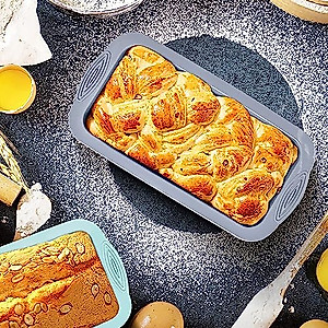 Haokaini Silicone Baking Bread Loaf Pans Set of 2,Nonstick Loaf Tins Bread Pans Bread Mould Easy to PoP Out for Bread Toast Cake Brownies Meatloaf Oven Dishwasher Safe