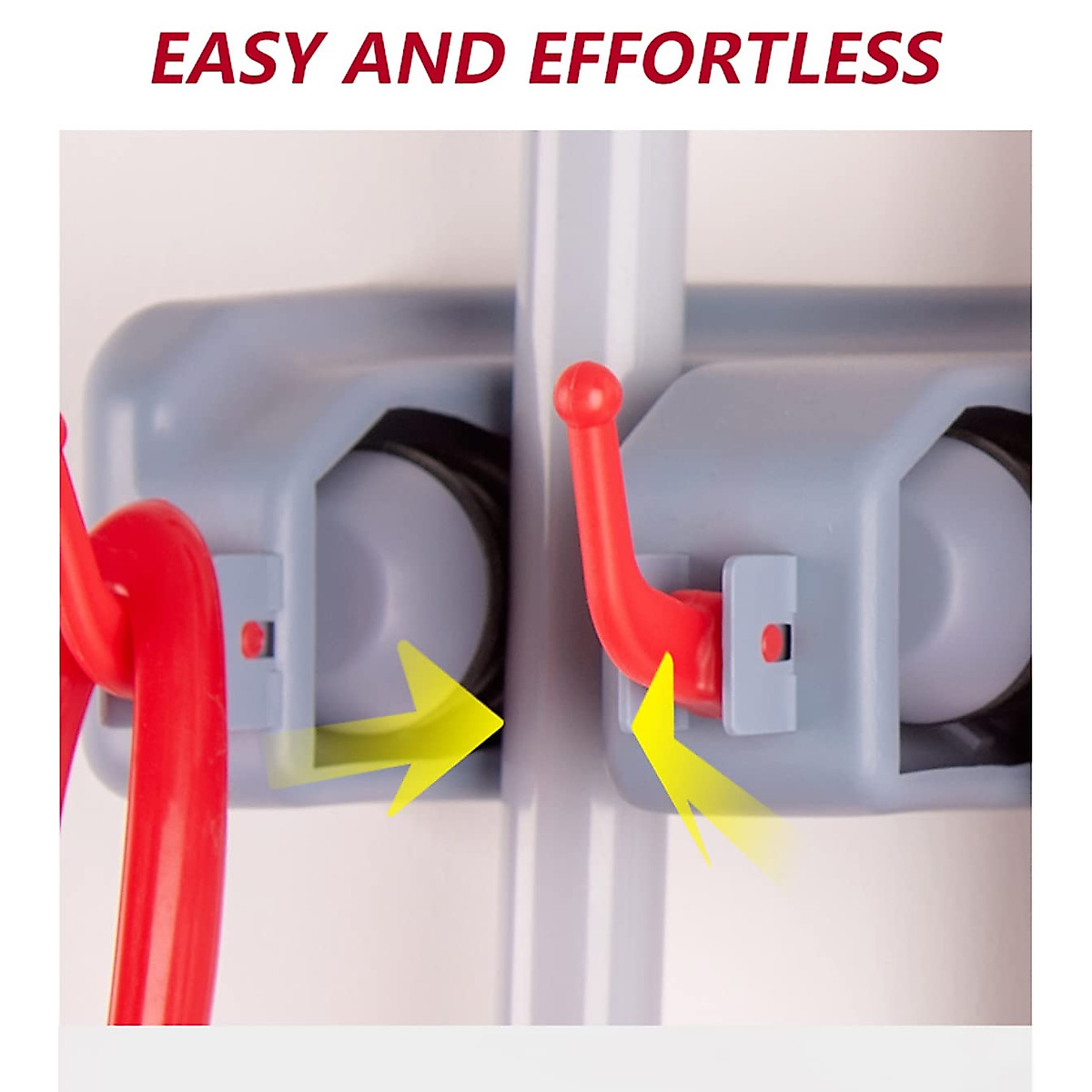 Xifando Broom and Mop Holder Wall Mount -Mop and Broom Storage Rack Wall Mounted Utility Rack (3 Slots 4 Hooks-Grey)