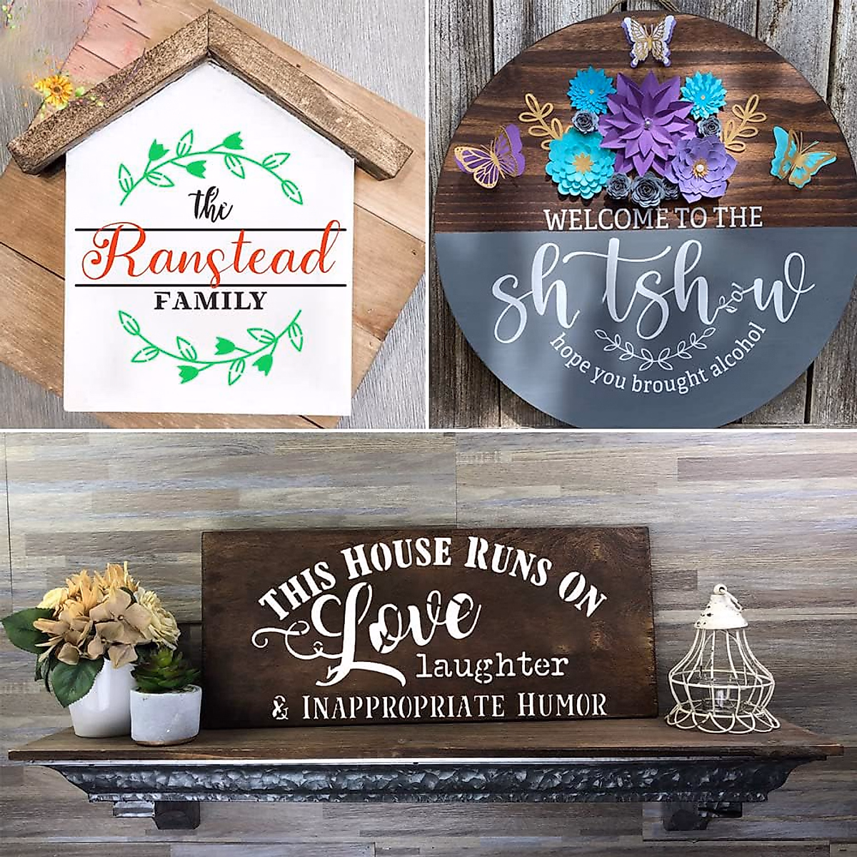 Welcome Stencils for Painting on Wood Farmhouse Stencils for Painting Plastic Welcome Stencil Letter Word Painting Stencils for Wall Wood Porch Sign