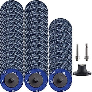 NYXCL Miroku 50Pcs P36 2-inch Quick Change Discs Set, Zirconia Sanding Discs with 1/4" Holder, for Die Grinder Surface Prep Strip Grind Polish Finish Burr Rust Paint Removal