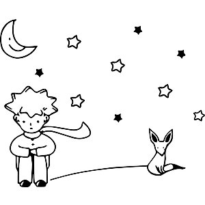 The Little Prince - El Principito - Vinyl Wall Art Stickers - 23" x 28" - Unisex Childrens Bedroom Decals - Preschool and Kindergarten Kids Vinyl Wall Art