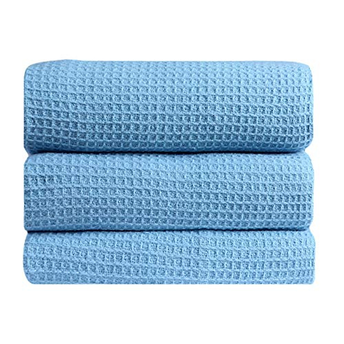 AAVNI HOMES 100% Cotton Blanket King Size 108 x 90 Inches Aqua Sky Blue Color Waffle Weave Blanket - Soft Premium Lightweight Breathable Cotton Bed Blanket for Layering King Size Bed