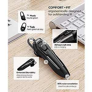 ZOUKAI Bluetooth Headset, Noise Cancelling with 2 Microphones, 30 Hours Talk Time, Announce Caller ID, Hands Free Bluetooth Wireless Earpiece for Cell Phones/Laptop/PC