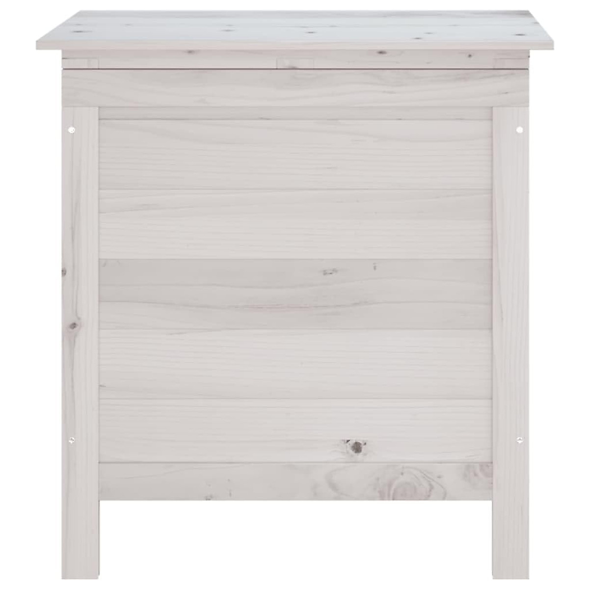 vidaXL Solid Fir Wood Patio Storage Box - White Outdoor Cushion Chest for Garden Tools and Toys with Slatted Base, 19.7x19.3x22.2 Inches